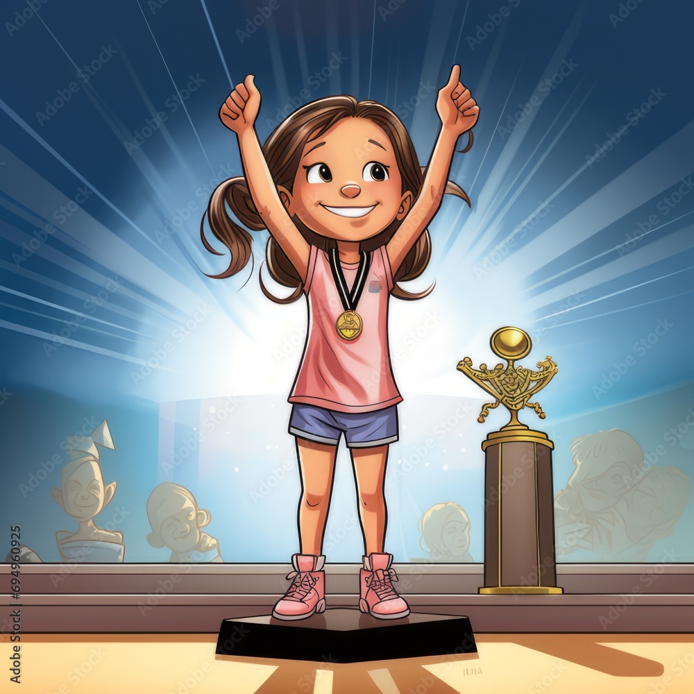 Girl power, strength of women, strength of girls, a girl wins a ...