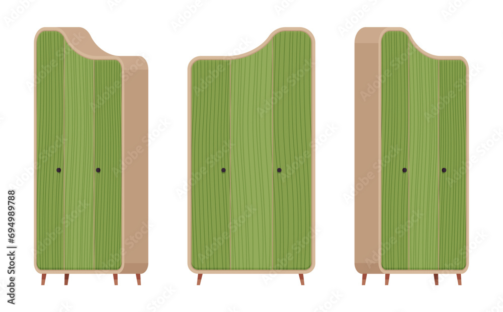 Storage green cabinet with two doors set. Kitchen pantry, dining room ...