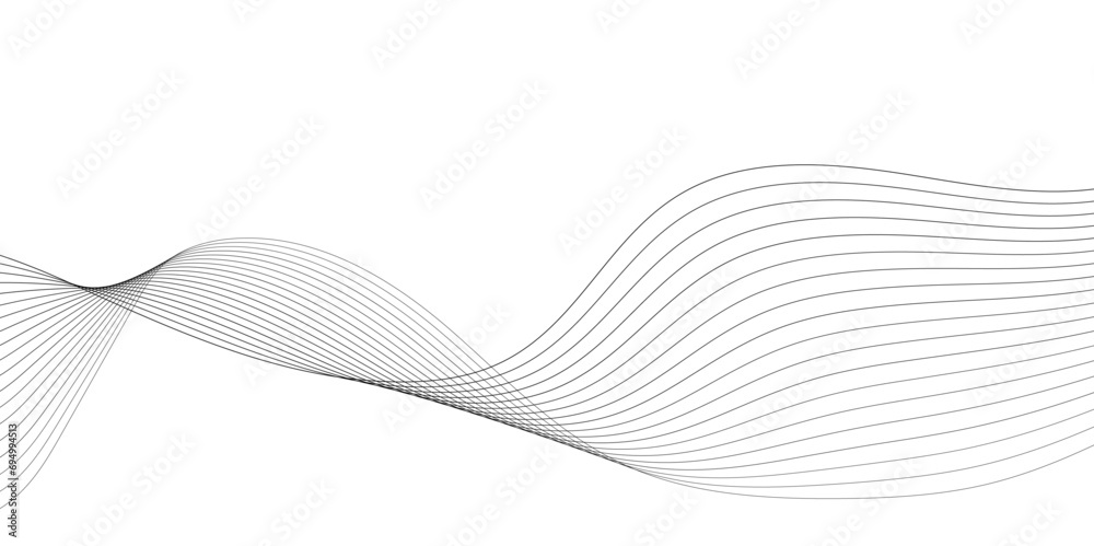 Wavy technology curve and blend lines on transparent background. Stock ...