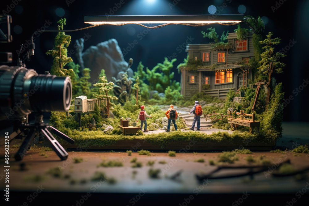 Cinematic Magic: On a Miniature Movie Set - Film concept small toy ...