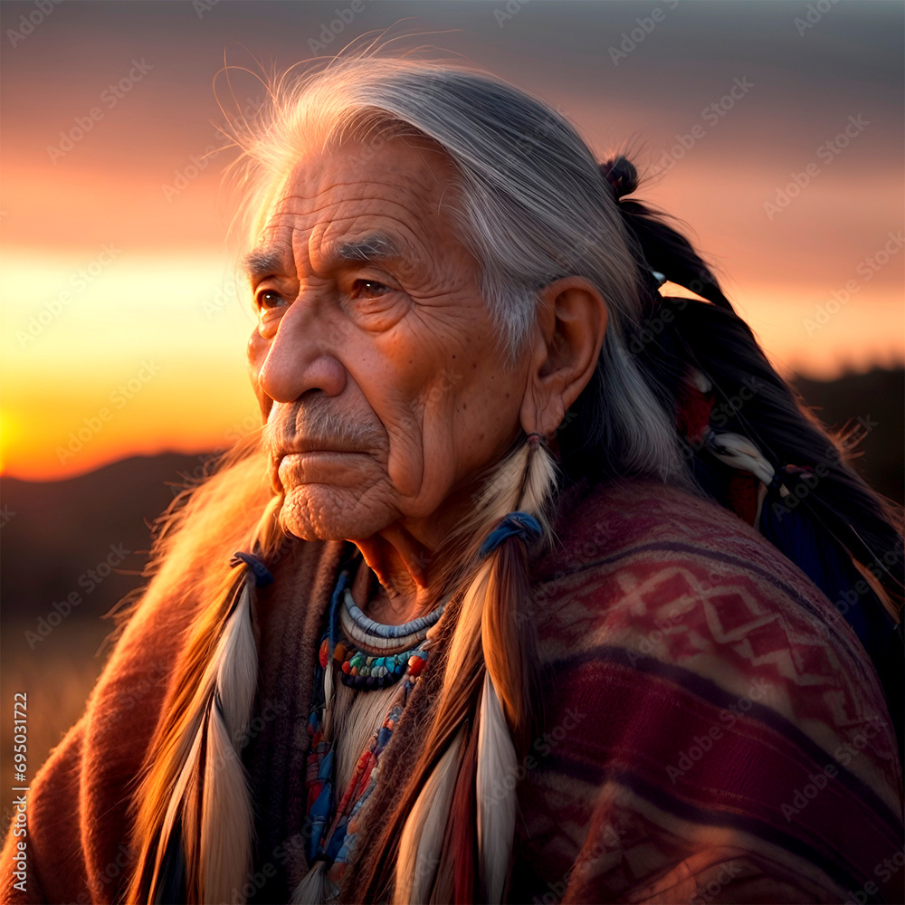 Native american old man portrait, aged father or grandfather. Portrait ...