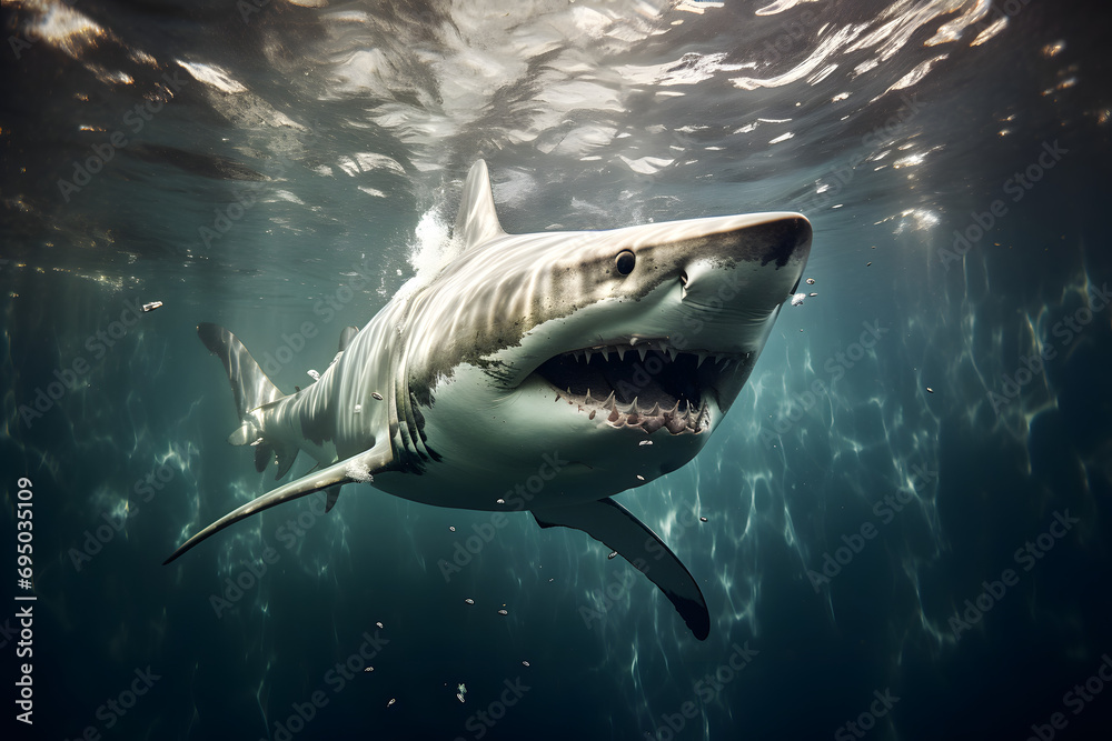 Shark swimming in water, shark, great white shark, underwater fish ...