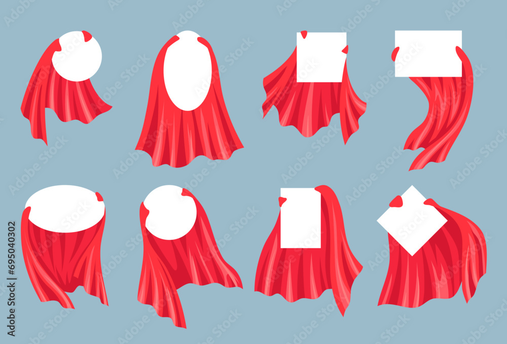 Cartoon Red Hero Cape Empty Template Label Set for Kids Product ...