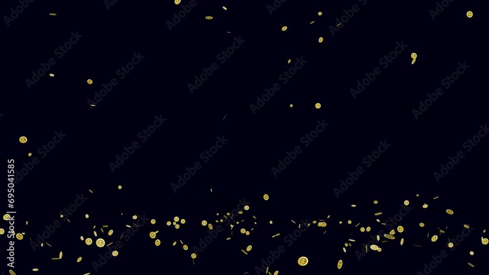 Coins drop. Coins rain animation on transparent background. Falling ...
