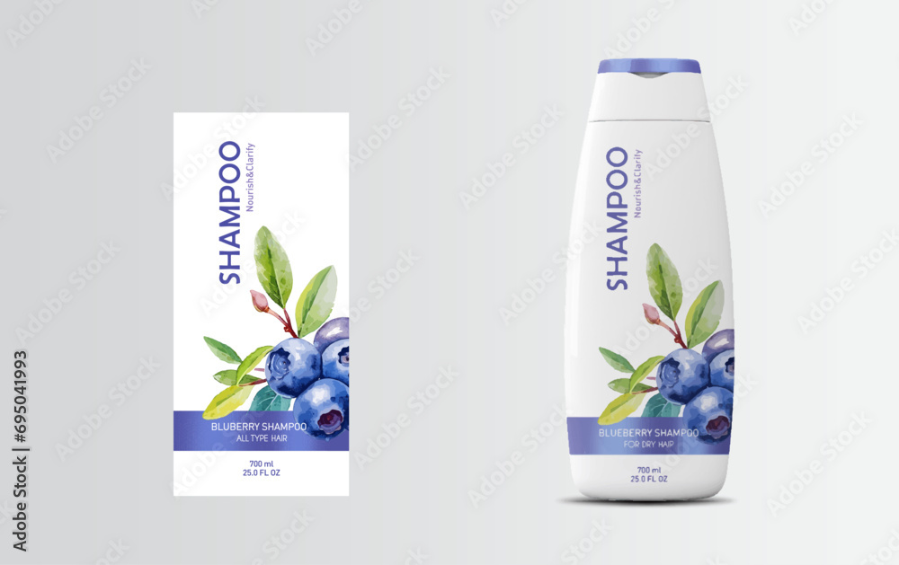 Blueberry Shampoo Label Design, Shampoo bottle template design vector ...