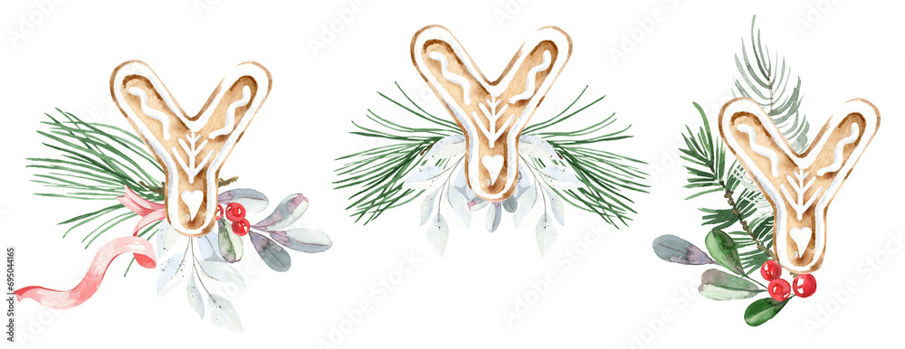 Watercolor Gingerbread Alphabet Christmas Clipart, Gingerbread letters ...