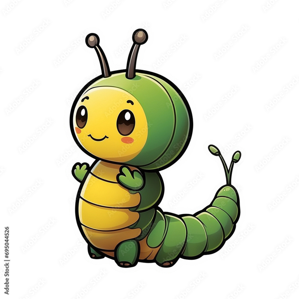 Whimsical Caterpillar Sticker: Playful and Colorful Inchworm Design ...