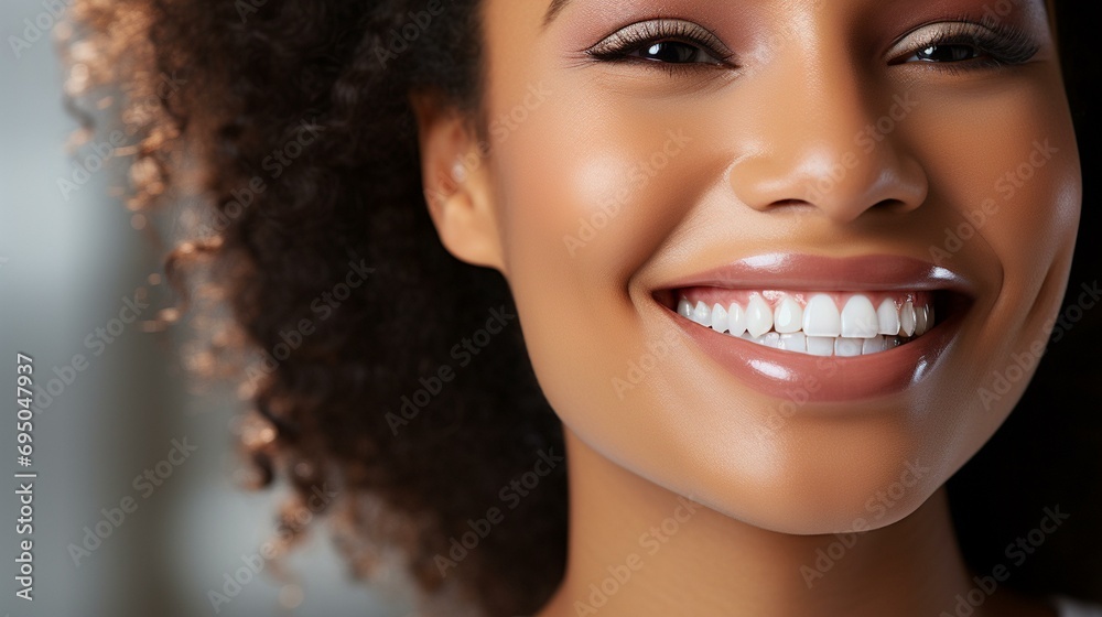 A close-up of a person's face with a genuine smile, portraying the ...