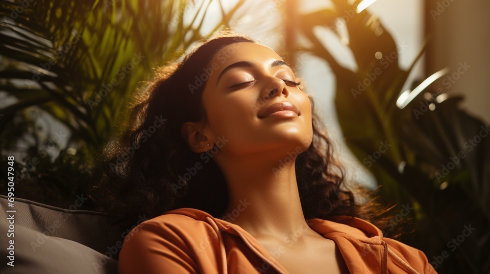 A person engaging in progressive muscle relaxation, showcasing a simple ...