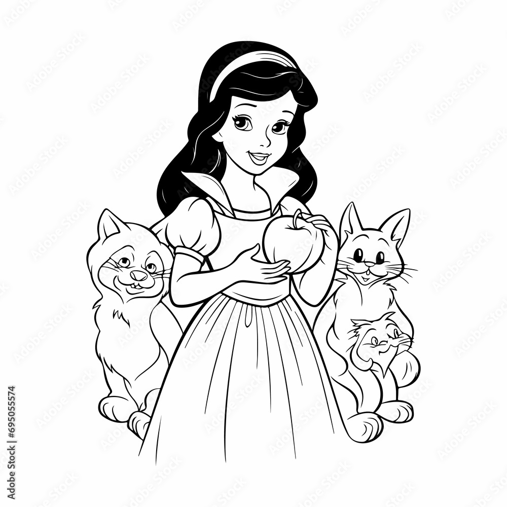 cute coloring page snow-white fairy outline illustration Stock Photo ...