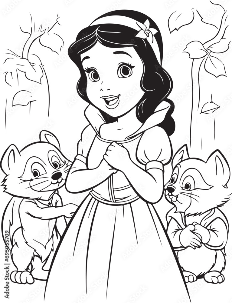 cute coloring page snow-white fairy outline illustration Stock Vector ...