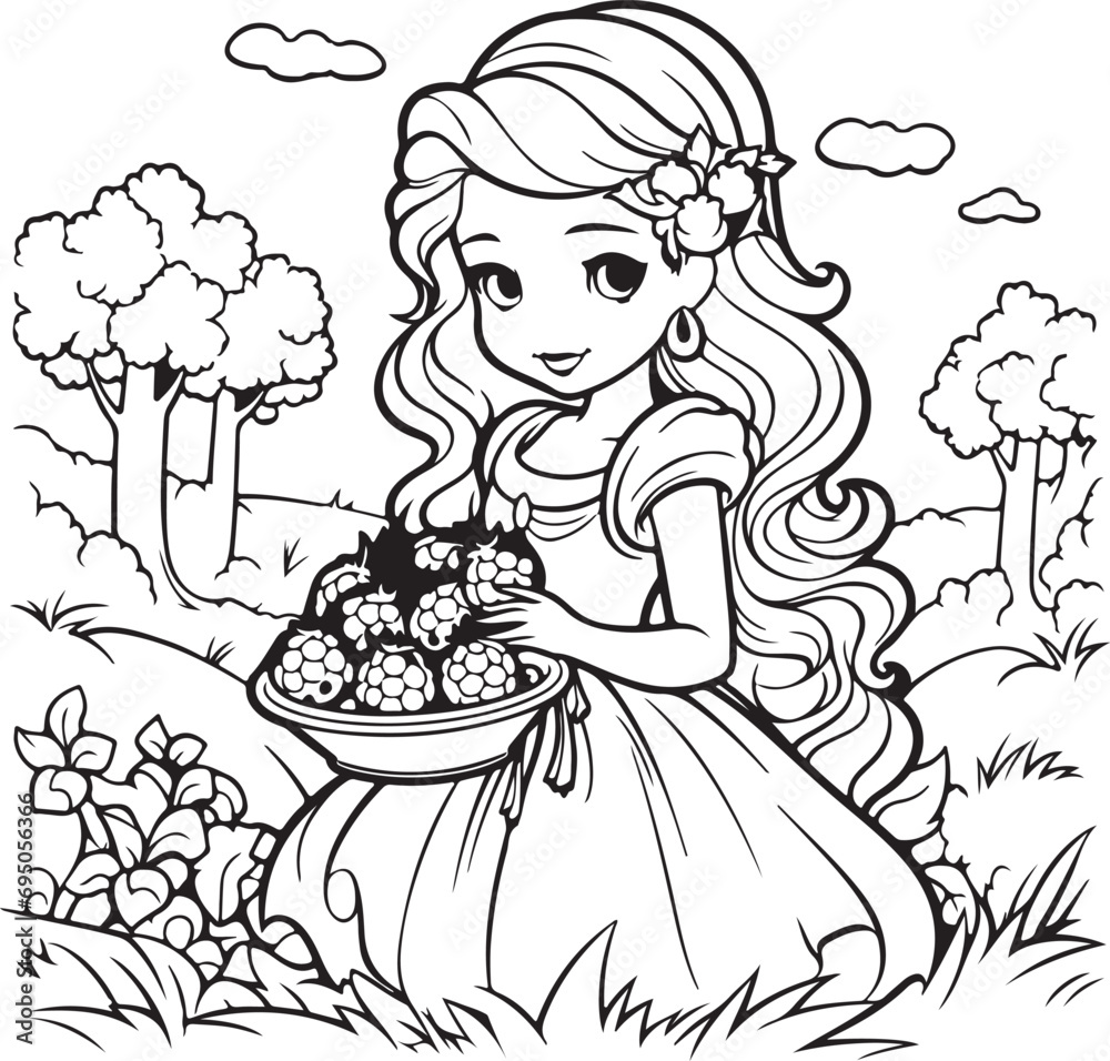 cute coloring page snow-white fairy outline illustration Stock Vector ...