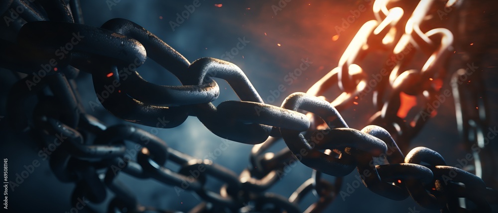 Chains break symbolizing liberation and liberation from restrictions ...