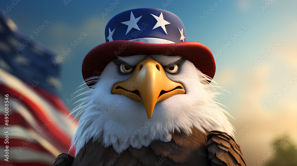 Mascot that embodies the American spirit. Patriotic and proud bald ...
