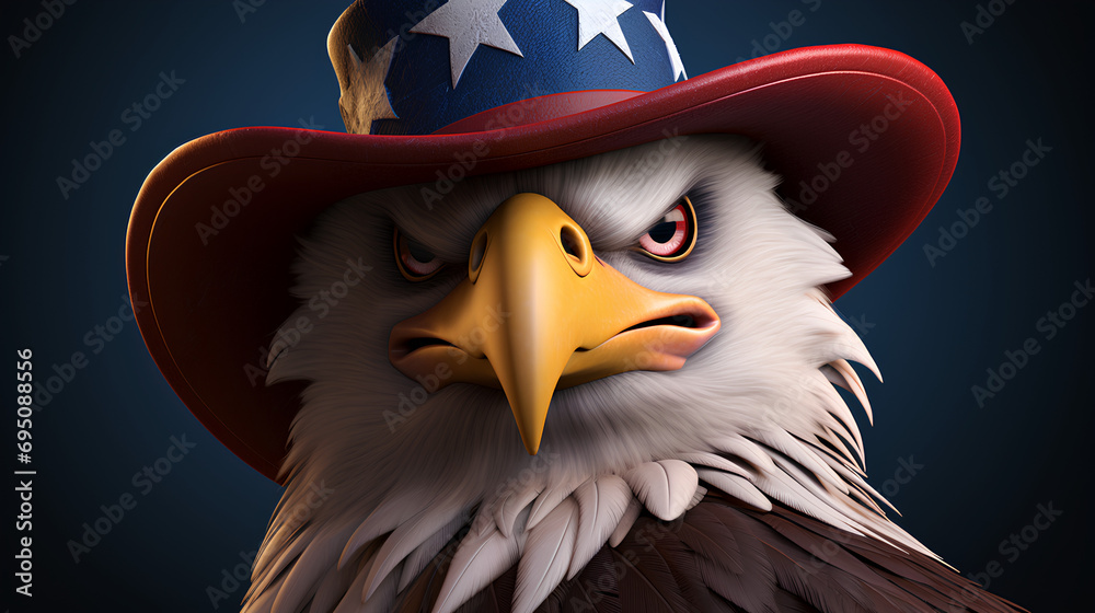 Mascot that embodies the American spirit. Patriotic and proud bald ...
