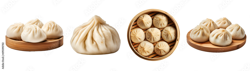 Set of Baozi Dumpling, Xiao long bao Chinese dumpling Viewed from Above ...