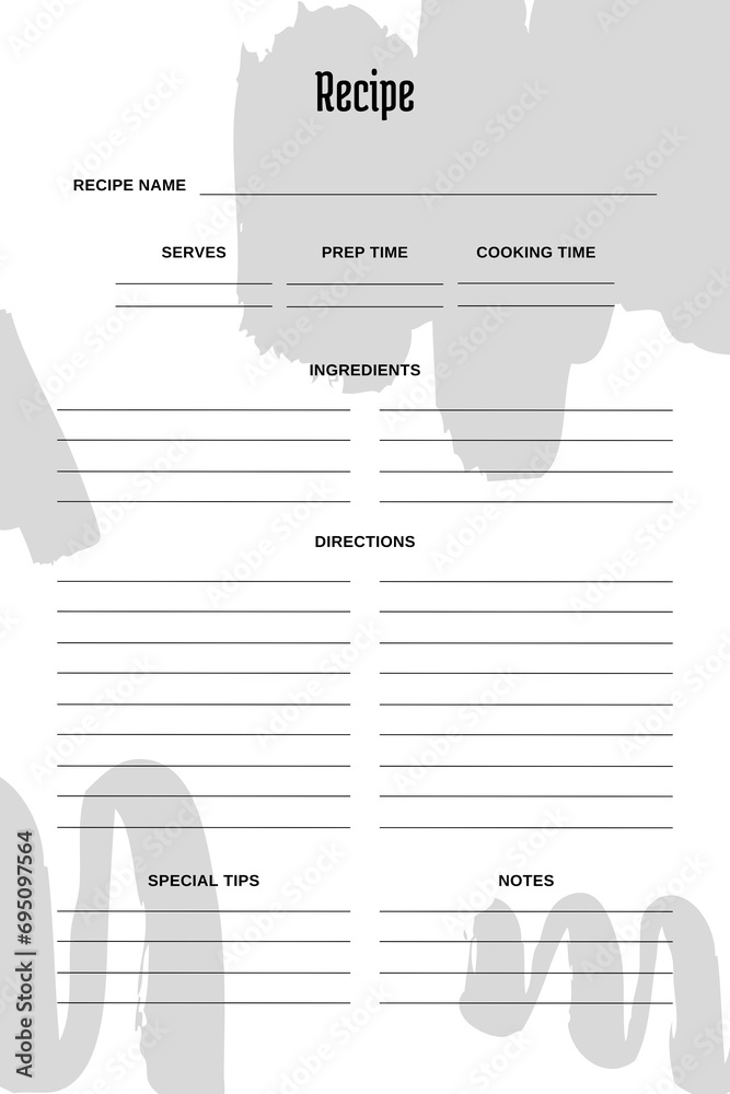 Blank Recipe Book Printable Template, colorful background v2 Stock ...