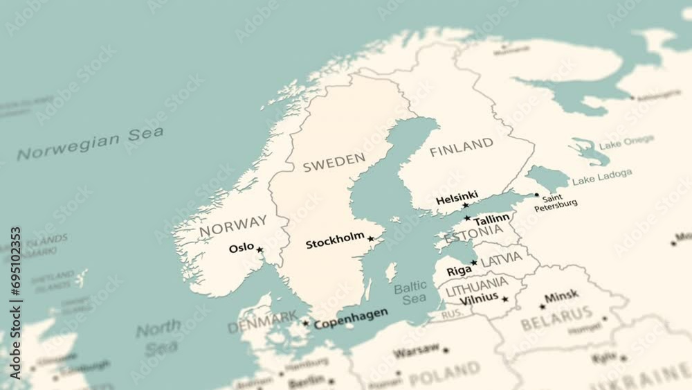 Sweden on the world map. Smooth map rotation. 4K animation. Stock Video ...