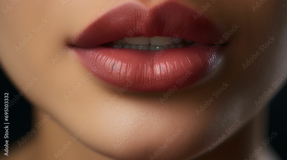 ภาพประกอบสต็อก Dynamic Female Lip Expression, expressive close-up ...