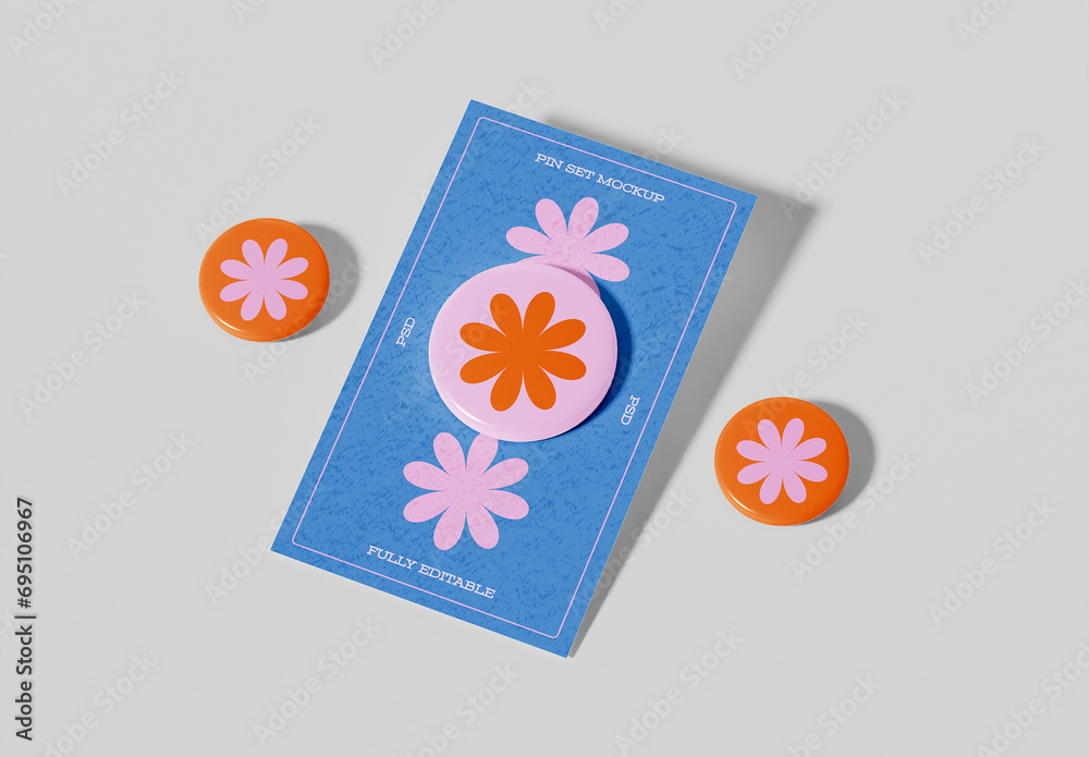 Metallic Pins Packaging Mockup Stock Template | Adobe Stock