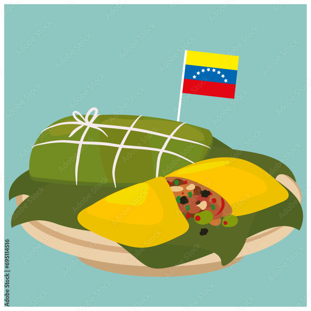 ilustracion vectorial de comida tipica venezolana navideña, hallacas ...
