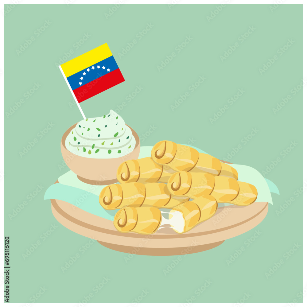 ilustracion vectorial de comida tradicional tipica venezolana tequeños ...