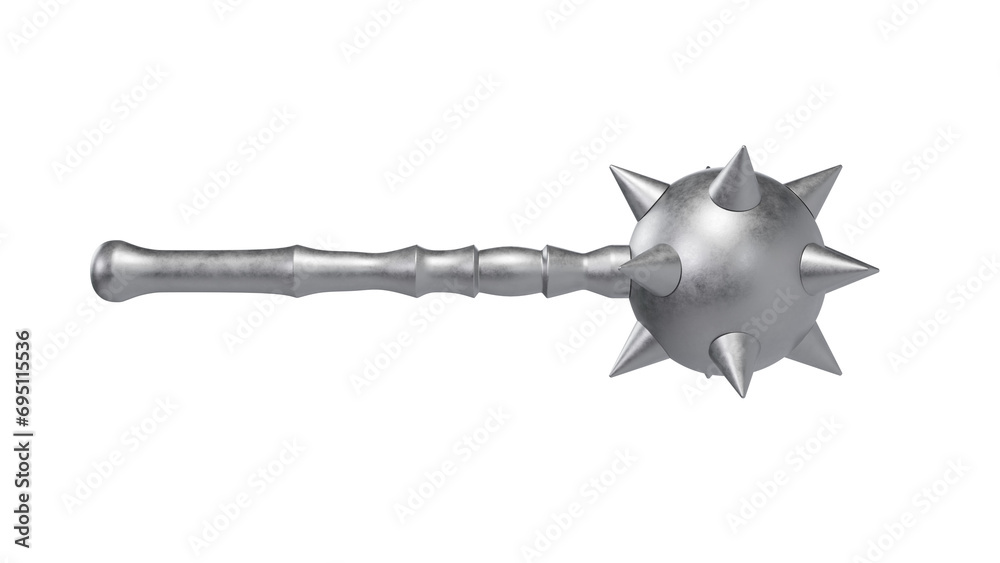 Silver sphere medieval mace weapon isolated on transparent and white ...