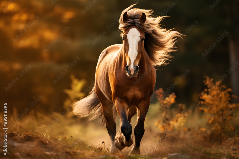 Pferdezauber am Horizont: Galoppierendes Pferd am Strand beim ...
