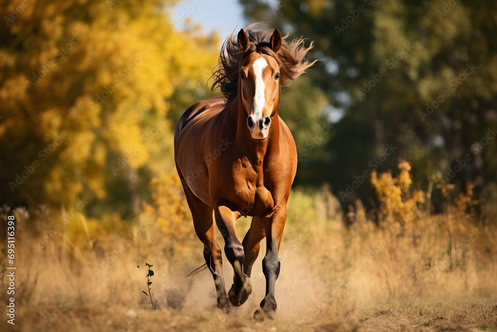Pferdezauber am Horizont: Galoppierendes Pferd am Strand beim ...