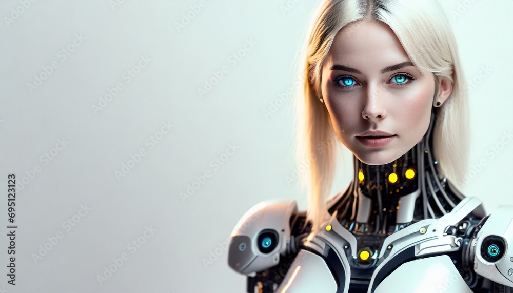 Highly detailed portrait beautiful female robot with artificial ...
