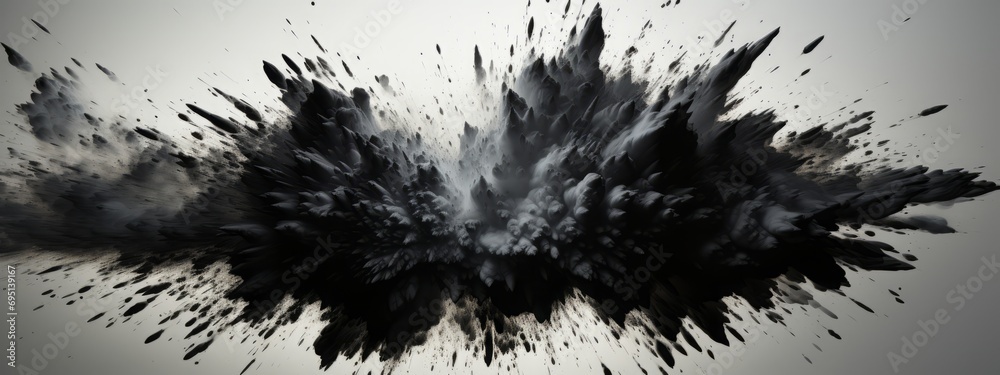 Black charcoal powder dust paint white explosion explode burst isolated ...