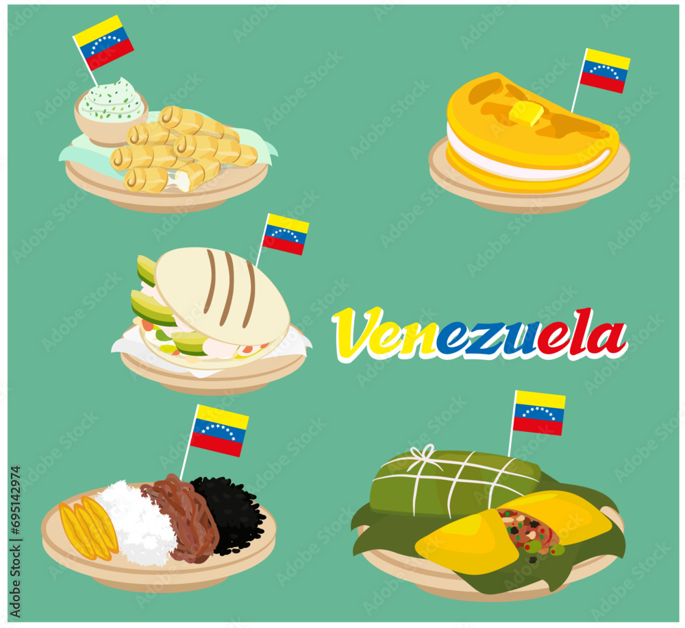 set de ilustracion vectorial de comida tipica venezolana Stock Vector ...
