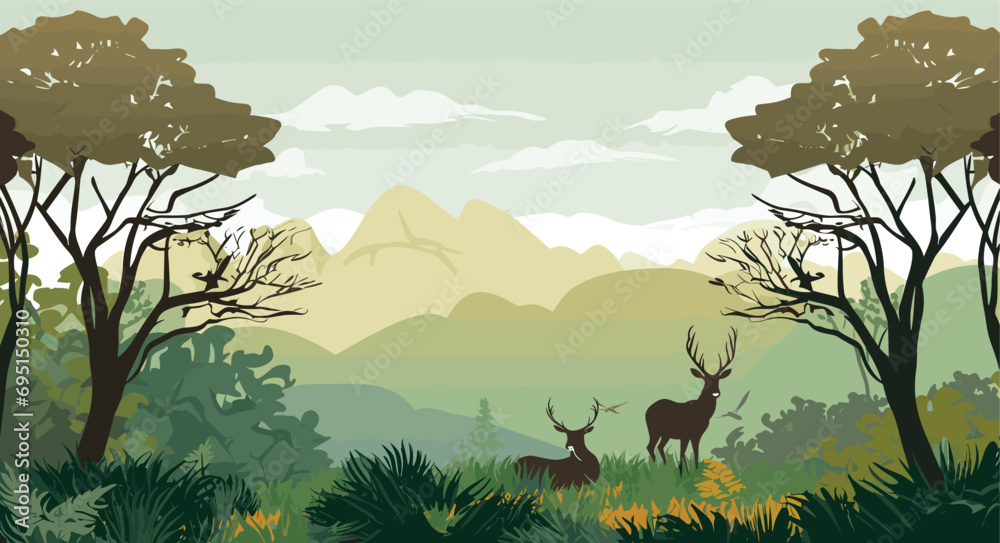 wildlife-themed vector background with natural habitat hues of wildlife ...