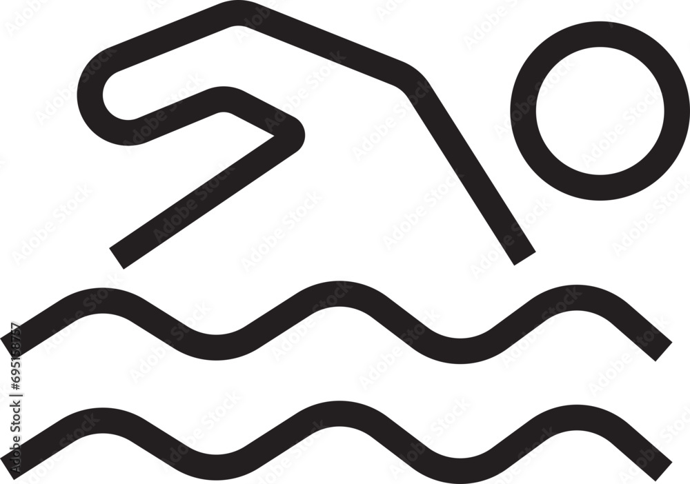 Black Swimmer icon in trendy Line style with editable stock isolated on ...