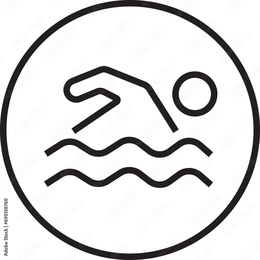 Black Swimmer icon in trendy Line style with editable stock isolated on ...