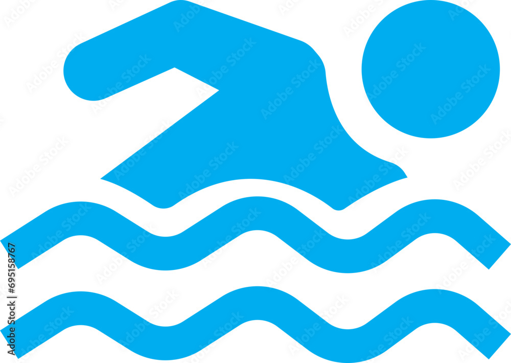 Blue Swimmer icon in trendy Fill style isolated on transparent ...