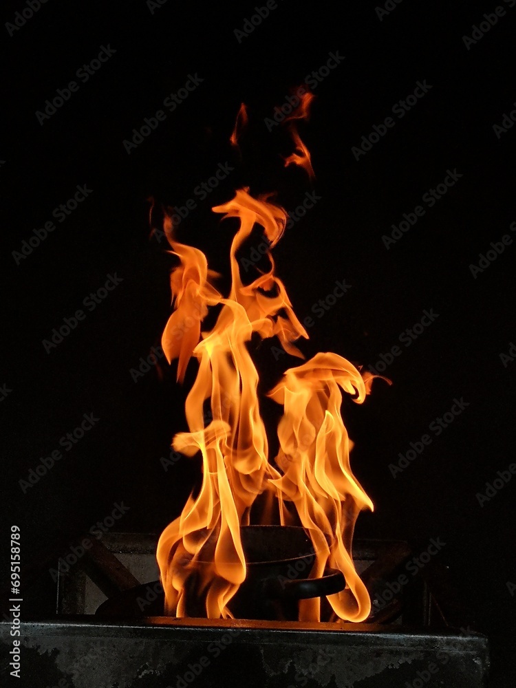 Abstract shapeless fire, large fire, simulation of large-scale fire ...