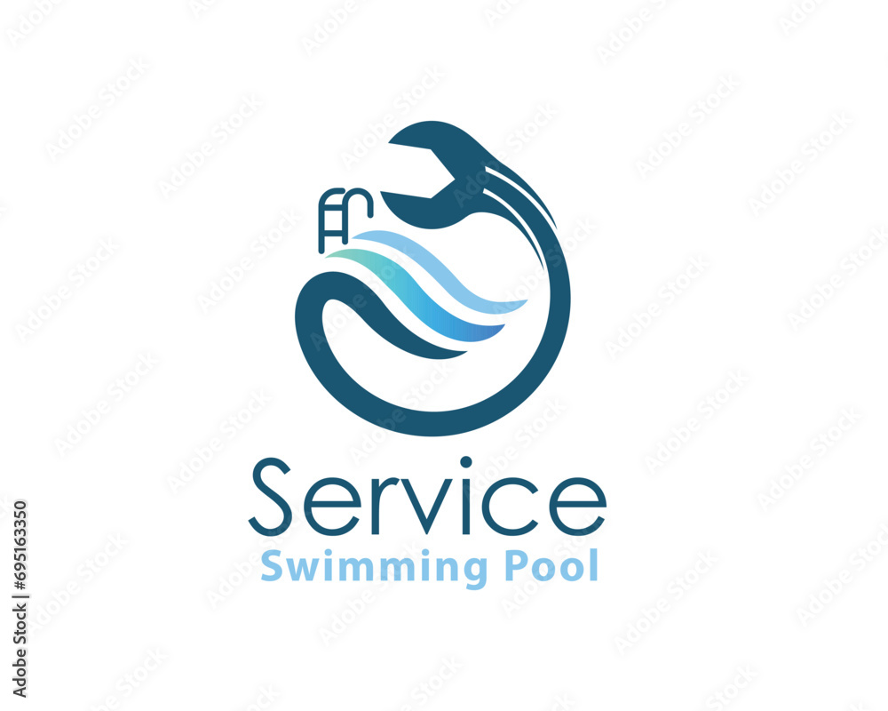abstract swimming pool service logo symbol design template illustration ...