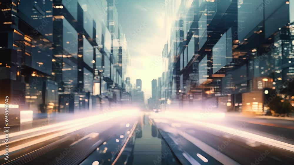 A virtual cityscape with skyscrapers made of data towers and streets ...