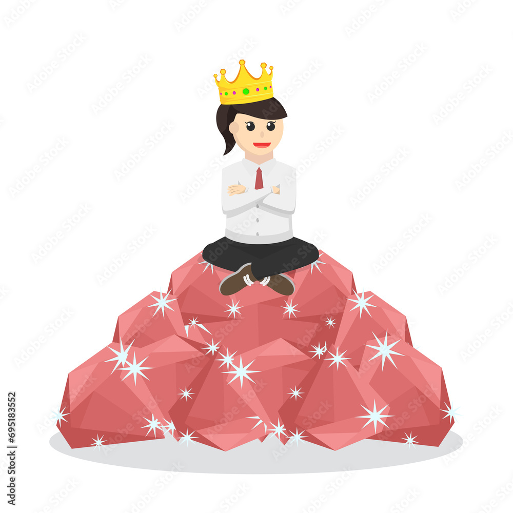 The queen sitting on ruby design character on white background Stock ...