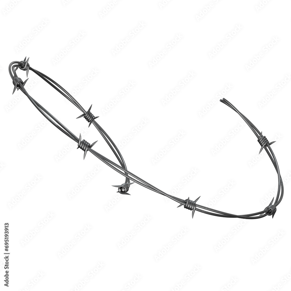 Sharp Barb Wire Elements in 8K: 3D Rendered Metal Steel Barbed Wire ...