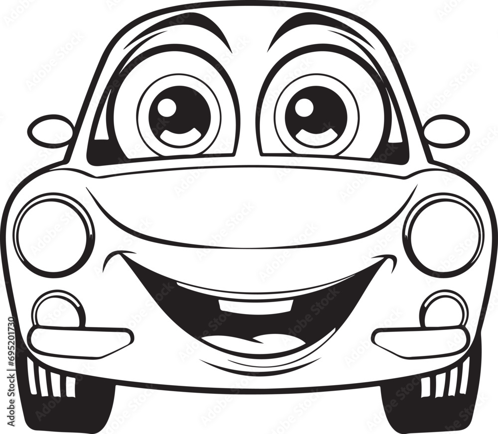 cute cartoon car coloring page illustration Stock Vector | Adobe Stock