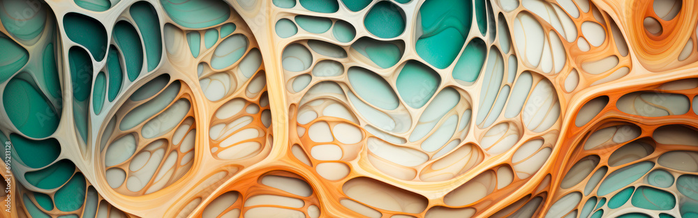 Biomorphic Abstraction banner. Background with curly shapes in neutral ...