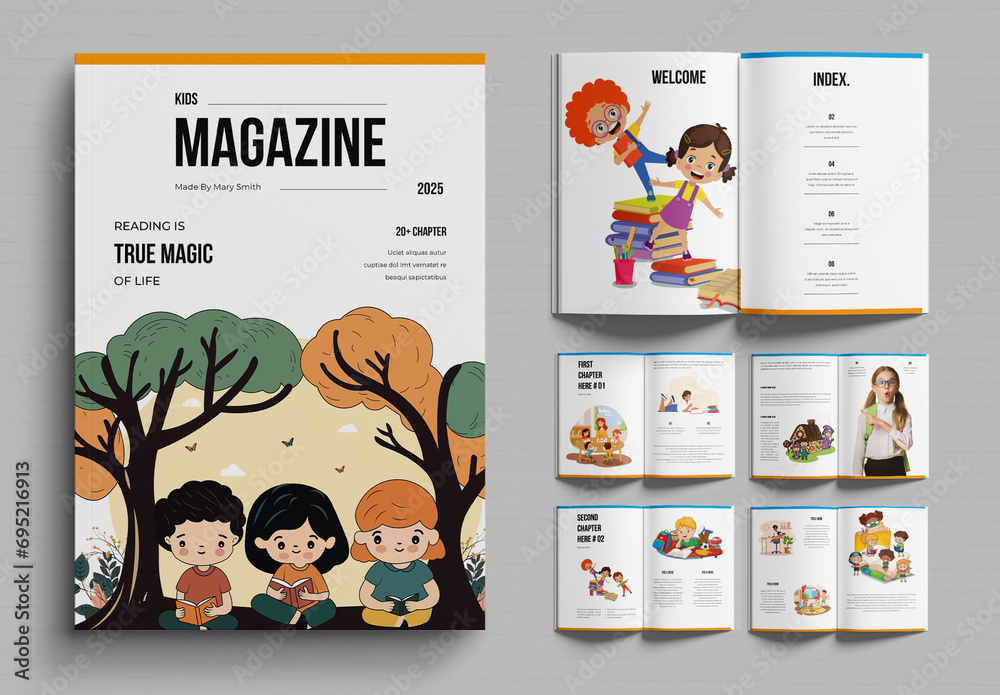 Kids Magazine Template Design Layout Stock Template | Adobe Stock