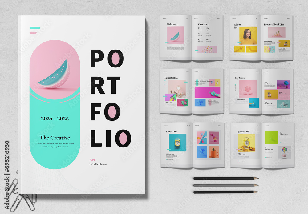 Portfolio Magazine Layout Design Template Stock Template | Adobe Stock
