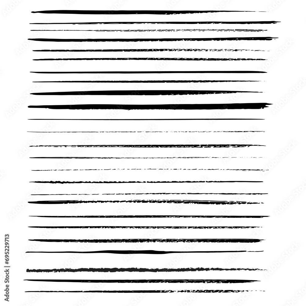 Set of wavy horizontal lines. Marker hand-drawn line border set and ...