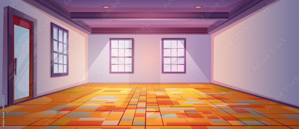 Empty room interior design. Vector cartoon illustration of spacious ...