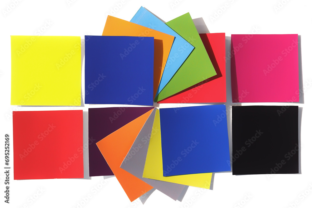 The color science education with printed paper color samples. Solid ...
