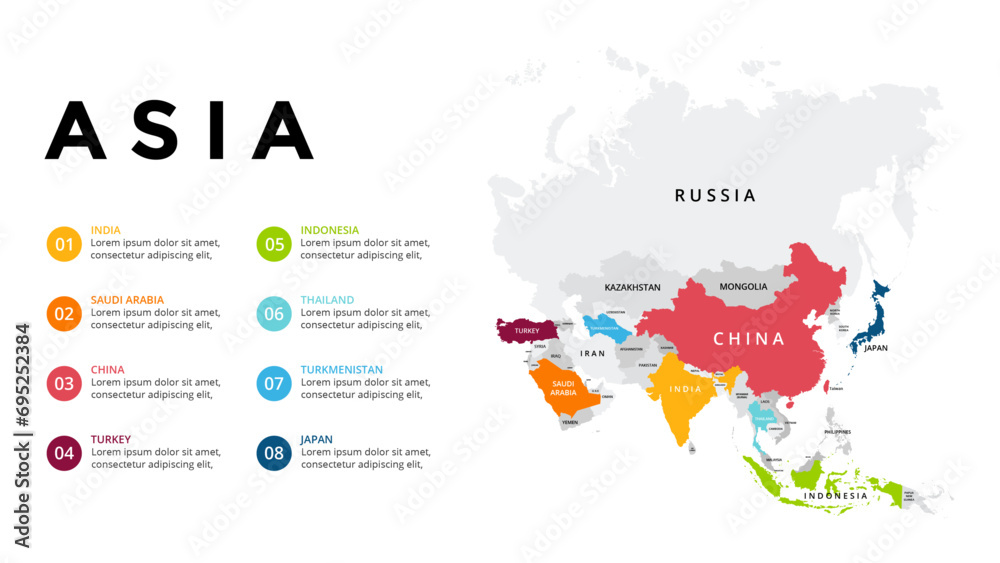 Infographic maps for Asian countries elements design for presentation ...