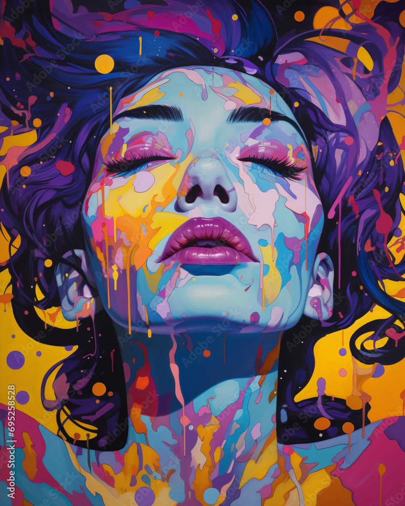 Vivid Depiction of an Animated Girl with Intricate Face Tattoos and ...